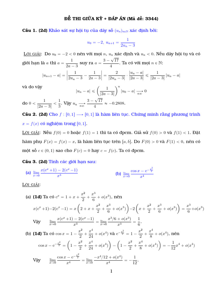 Đề và đáp án kiểm tra GK 231 | PDF