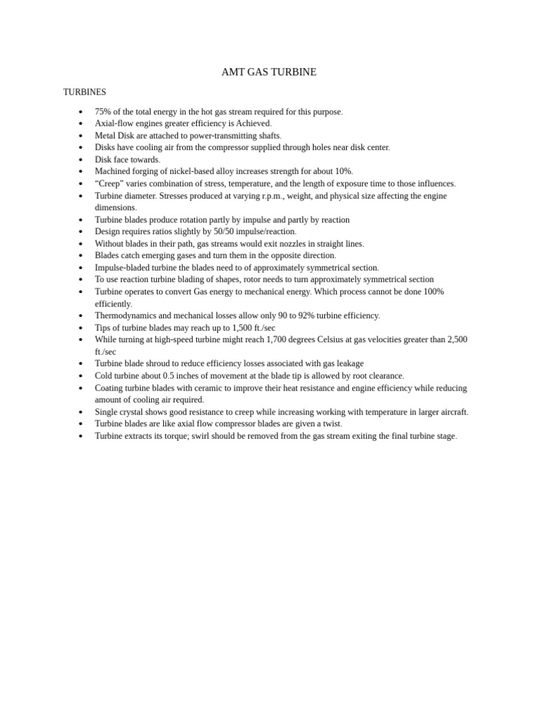 Amt Gas Turbine Midterm Exam Notes | PDF | Turbine | Nozzle