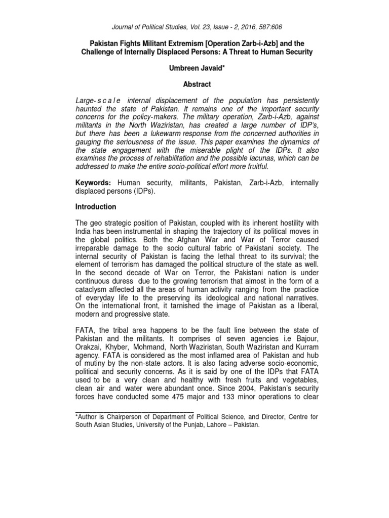 Pakistan Fights Militant Extremism Opera | PDF | Human Security ...