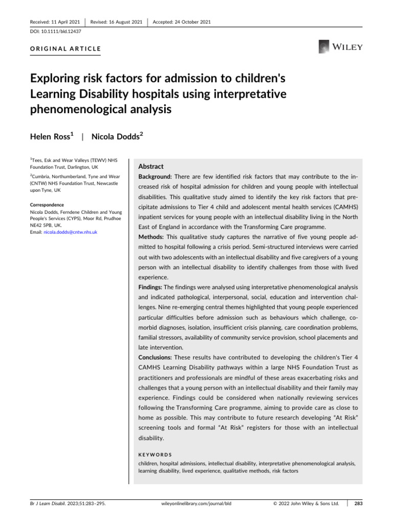 Risk Factors for Children's Hospital Admissions | PDF | Caregiver ...