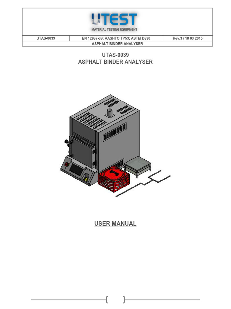 Utas-0039 Asphalt Binder Analyser Um | PDF | Combustion