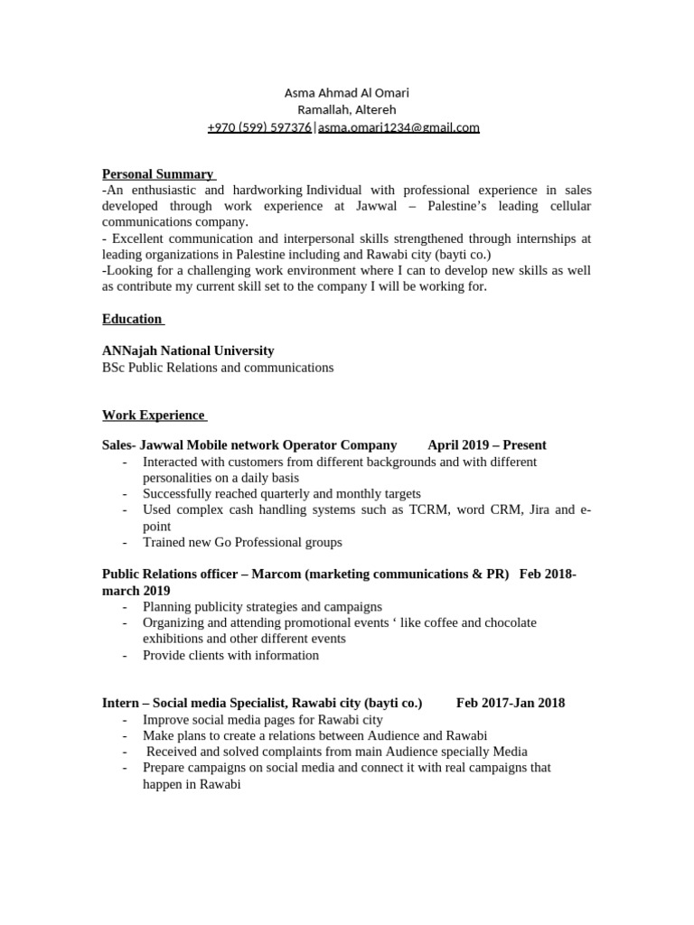 Asma ALOmari - CV | PDF | Human Communication | Communication