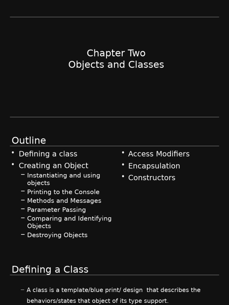 Mz Chapter 2 Objects And Classes Full Oop Pdf Programming Constructor Object Oriented