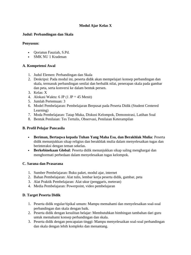 Modul Perbandingan Skala Dan Persen Pdf