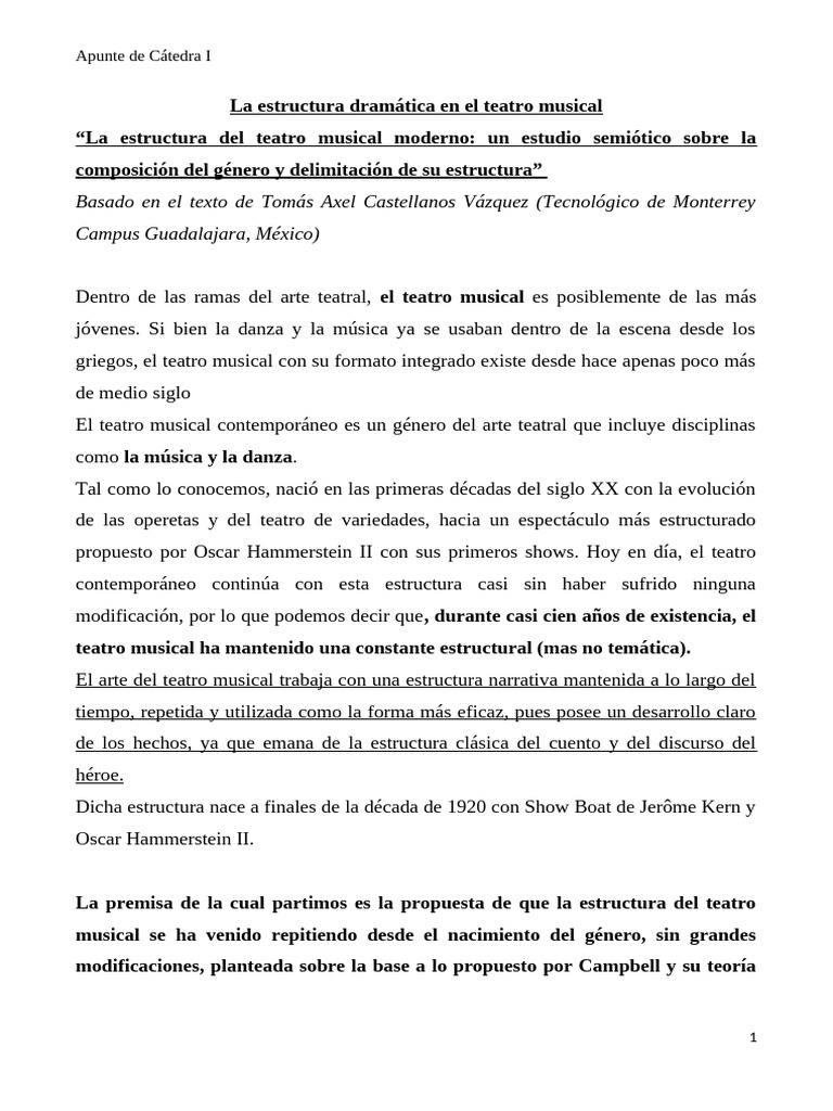 Estructura Dramática del Teatro Musical | PDF | Teatro | Teatro musical