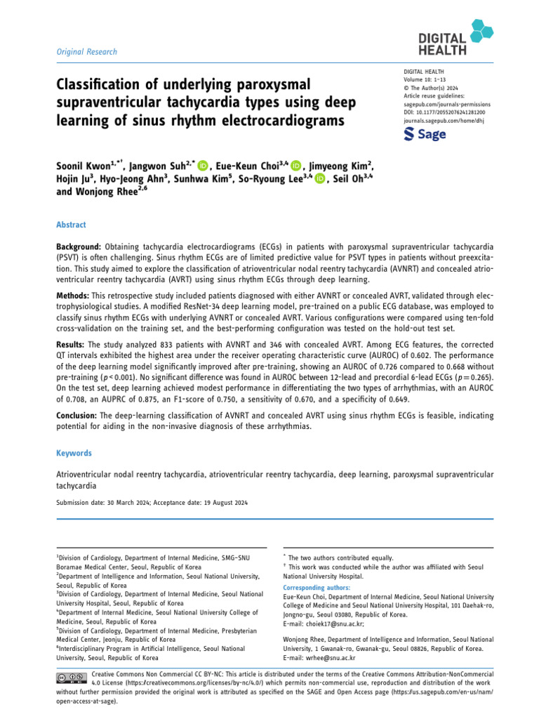 Deep Learning for PSVT ECG Classification | PDF | Electrocardiography ...