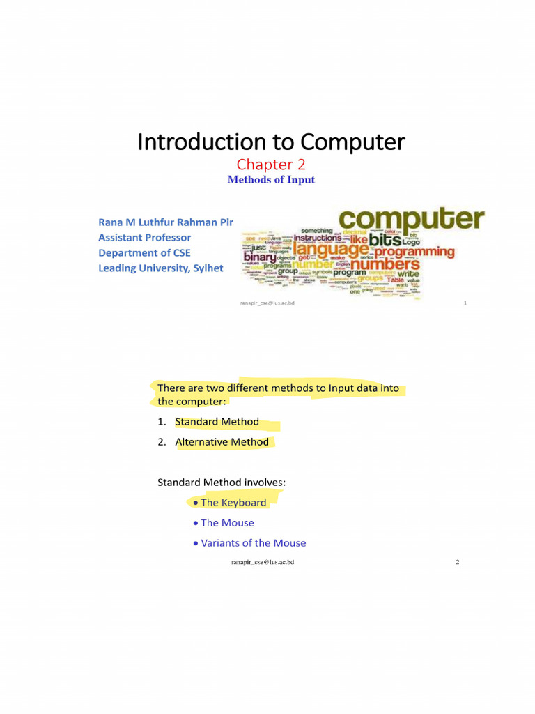 Collage-Chapter 2 Methods of Input PDF | PDF