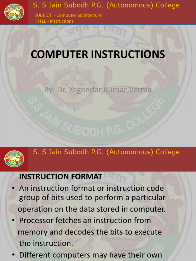 Computer Instructions | PDF