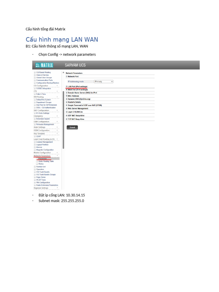 Cau Hinh Tong Dai Matrix | PDF