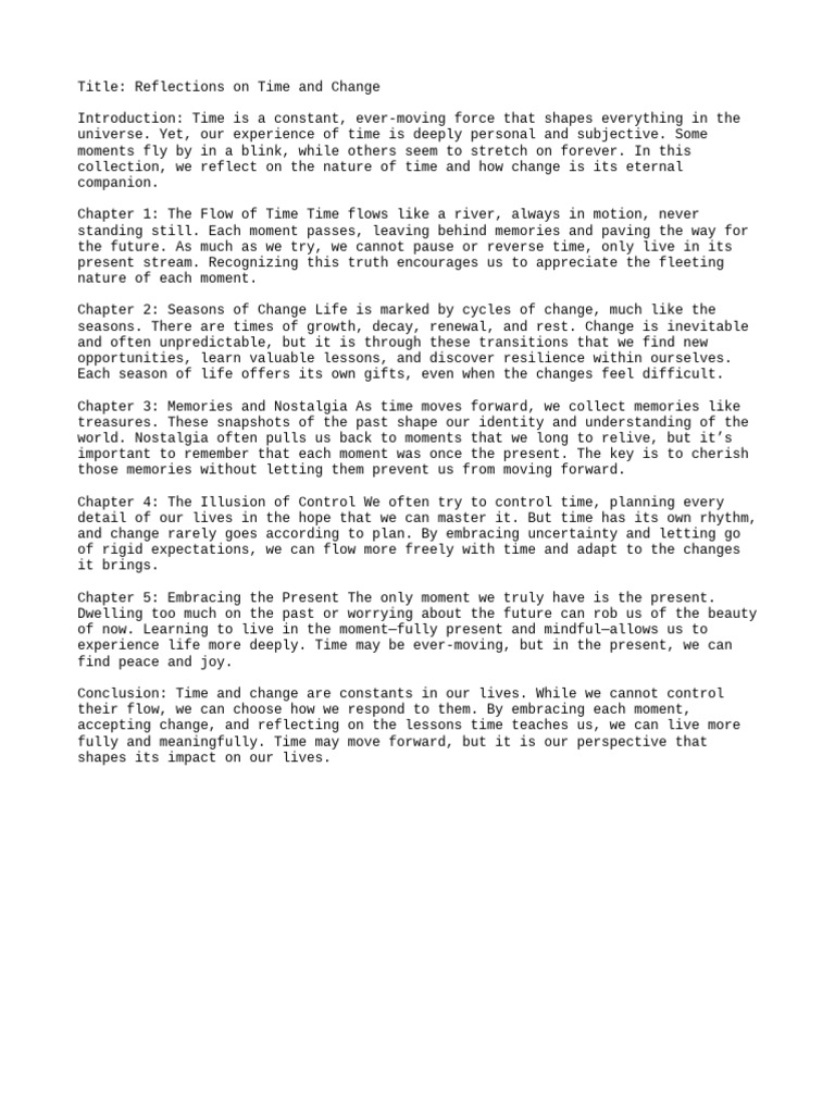 Title Reflections on Time and Change | PDF | Experience