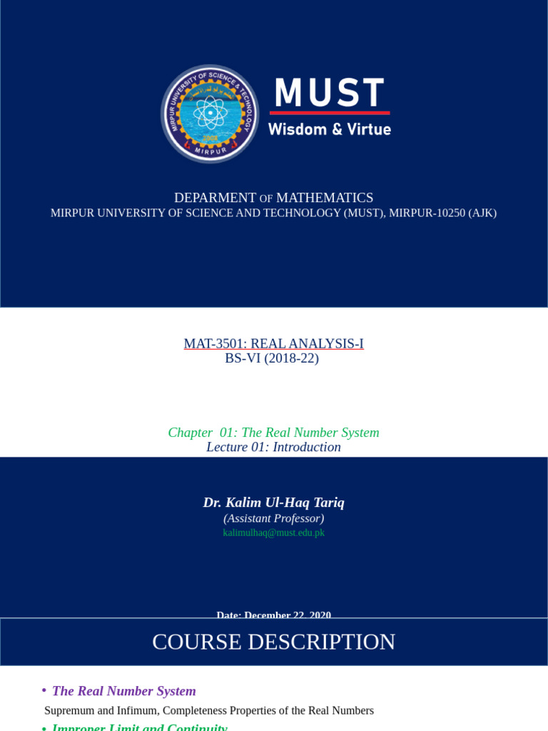 Lectuer Slides (Mathematics - BSM-V - Real Analysis-I - MAT-3501) | PDF ...