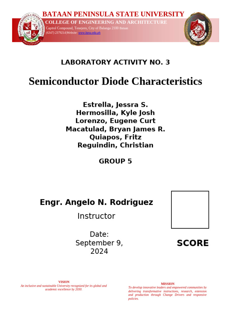 Semiconductor-Diode-Characteristics-LAB-ACT-3-Group-5 | PDF | Diode | P ...