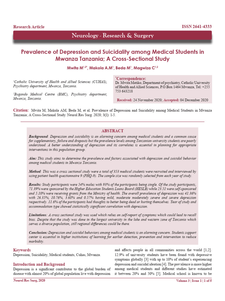 Prevalence of Depression and Suicidality Among Medical Students in ...