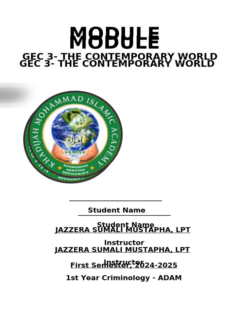 Contemporary Module Cover Page | PDF