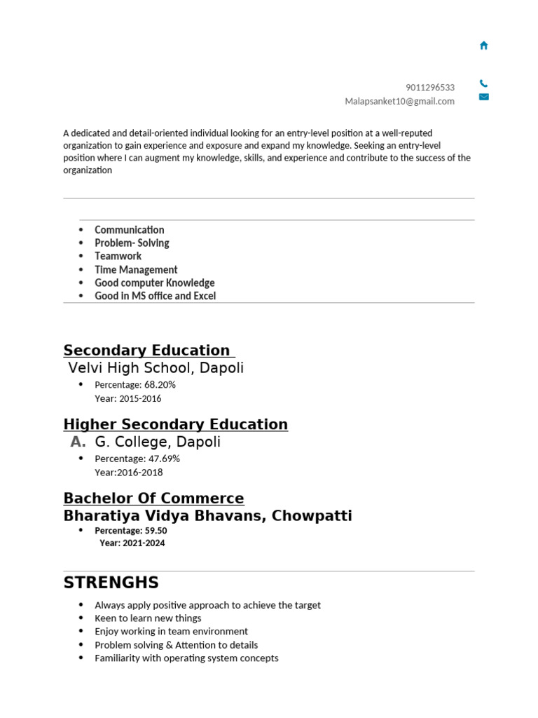 Sanket Sahadev Malap.: Skills | PDF