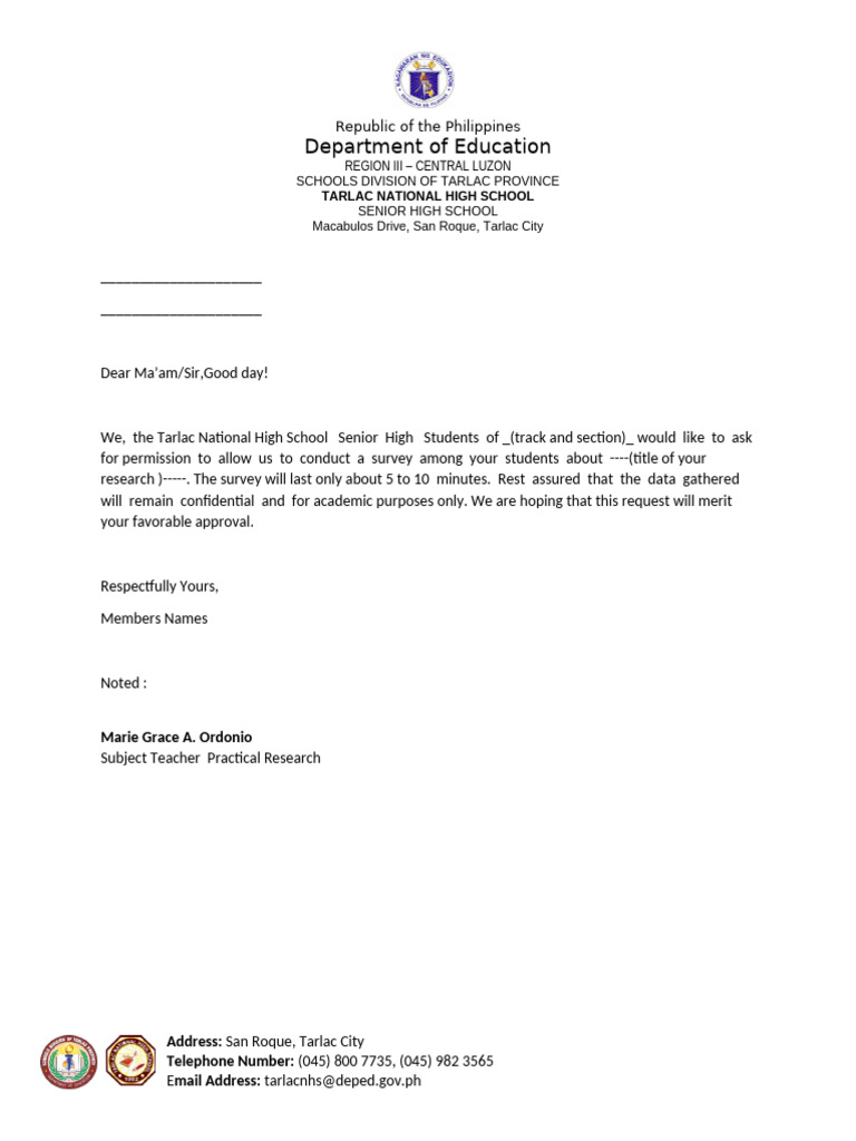 Request Letter Survey | PDF