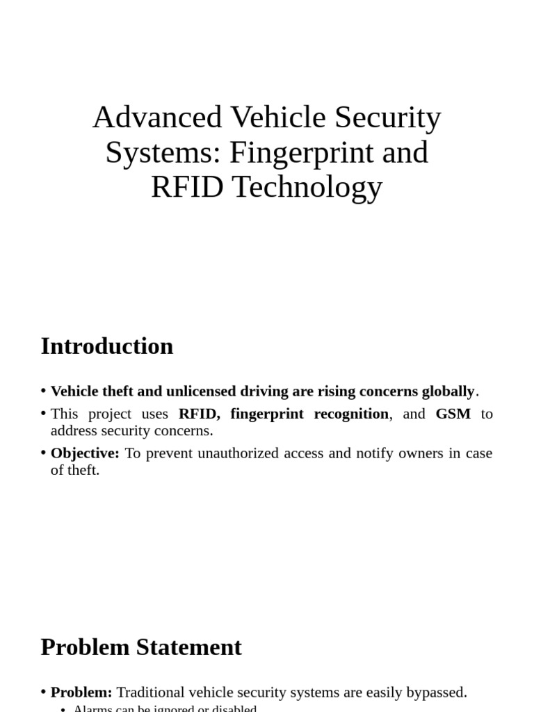 Advanced Vehicle Security Systems | PDF | Radio Frequency Identification | Access Control