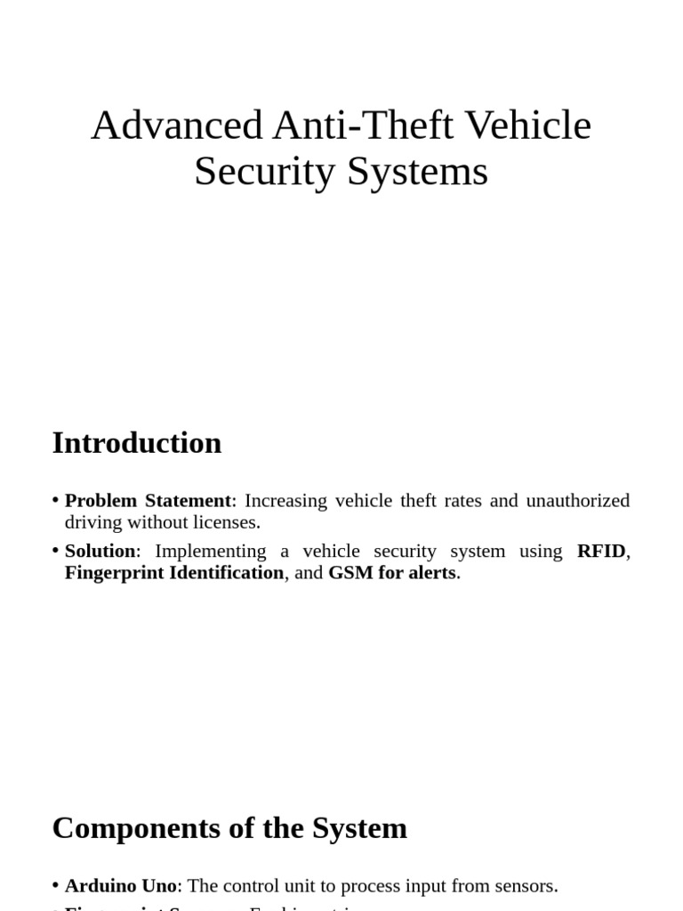 Advanced Anti-Theft Vehicle Security Systems | PDF