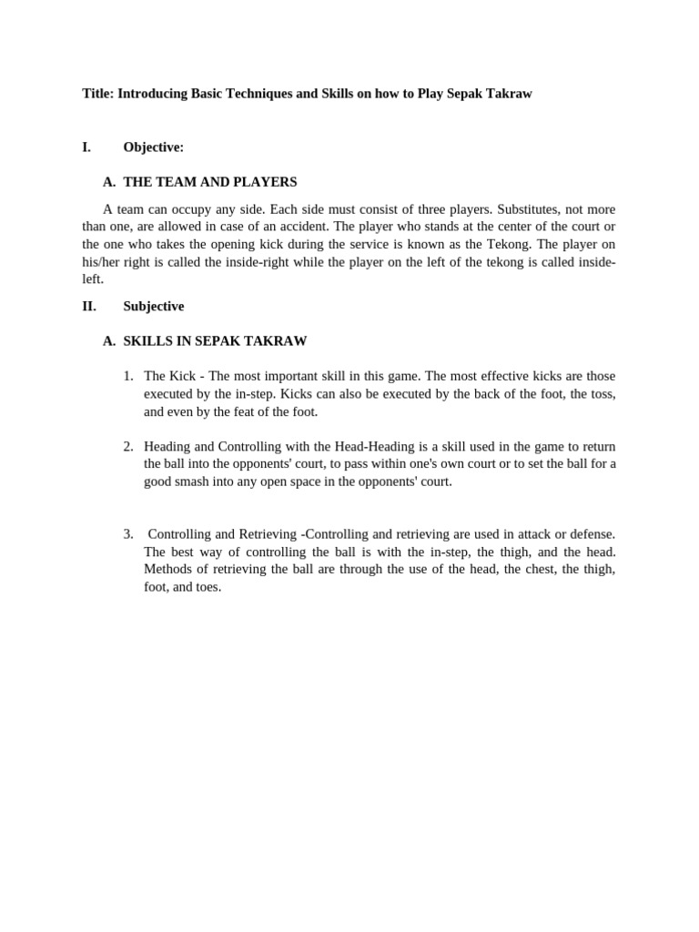 Sepak Takraw Lesson | PDF | Sports & Recreation | History