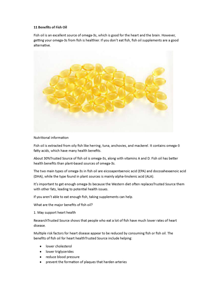 11 Benefits of Fish Oil | PDF | Omega 3 Fatty Acid | Fish Oil