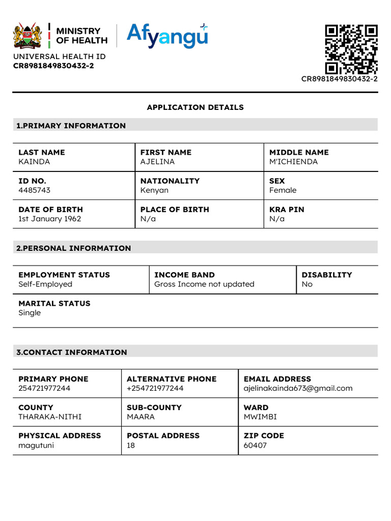 Ajelina Kainda's Application | PDF
