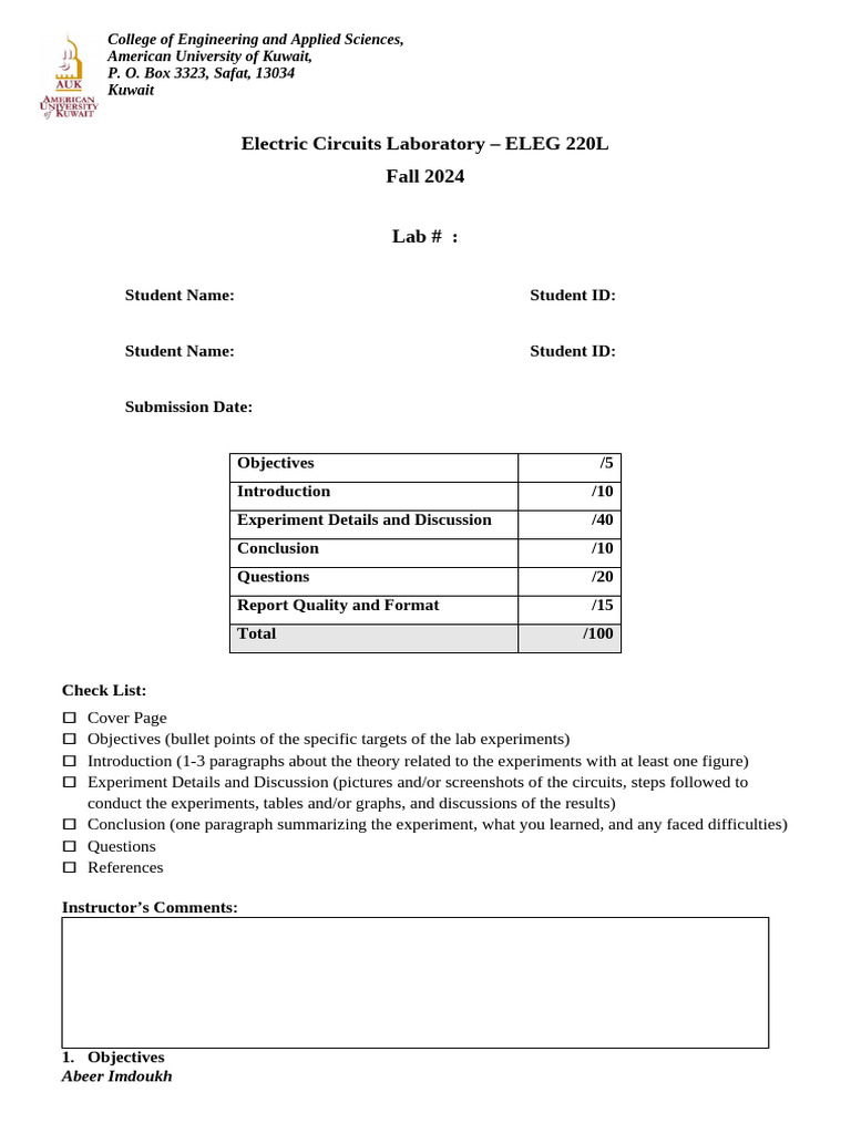 ELEG 220L Electric Circuits Lab Guide | PDF | Technology & Engineering