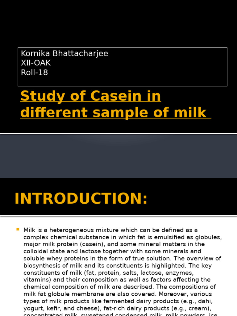 Casein Content Analysis in Milk Samples | PDF | Milk | Dairy Products