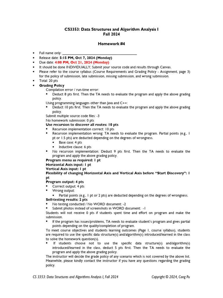 CS3353 Assignment 4 Fall 2024 | PDF | Source Code | Theoretical Computer Science