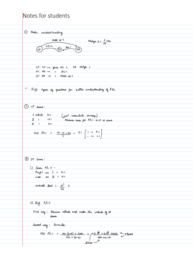 057 MATHS Notes For Tier 2 Profit and Loss & Discount Notes | PDF