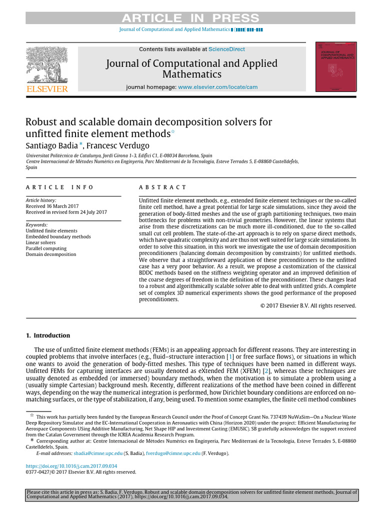 Domain Decomposition for Unfitted FEMs | PDF | Finite Element Method ...