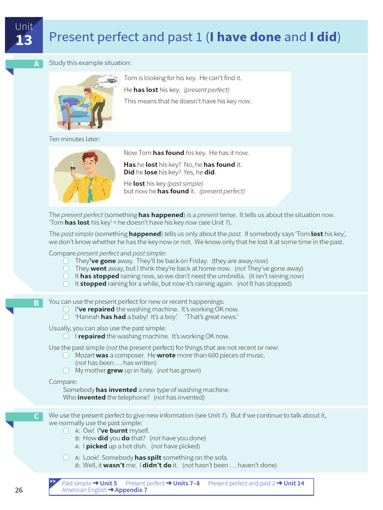 Present Perfect, Past Simple+key | PDF