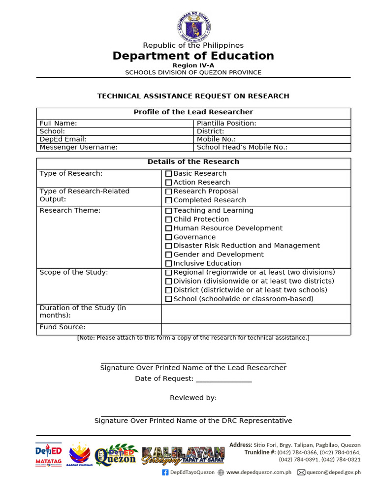 2 Technical Assistance Request On Research 2024 | PDF | Career & Growth