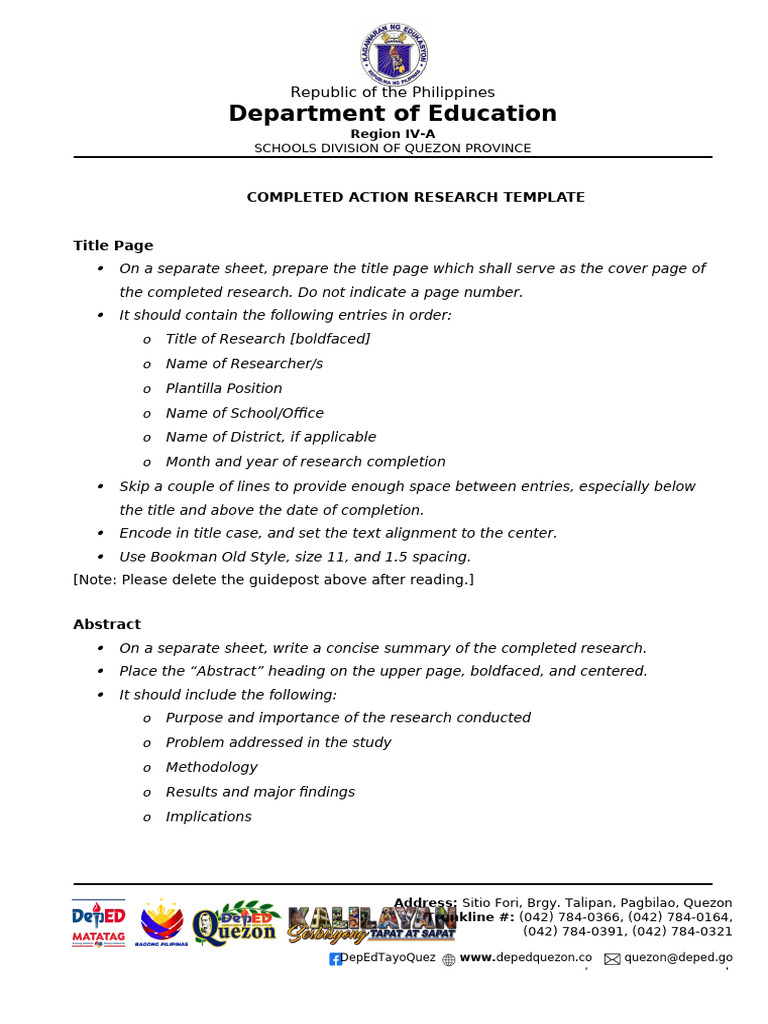 4 COMPLETED ACTION RESEARCH TEMPLATE 2024 | PDF | Data | Data Analysis