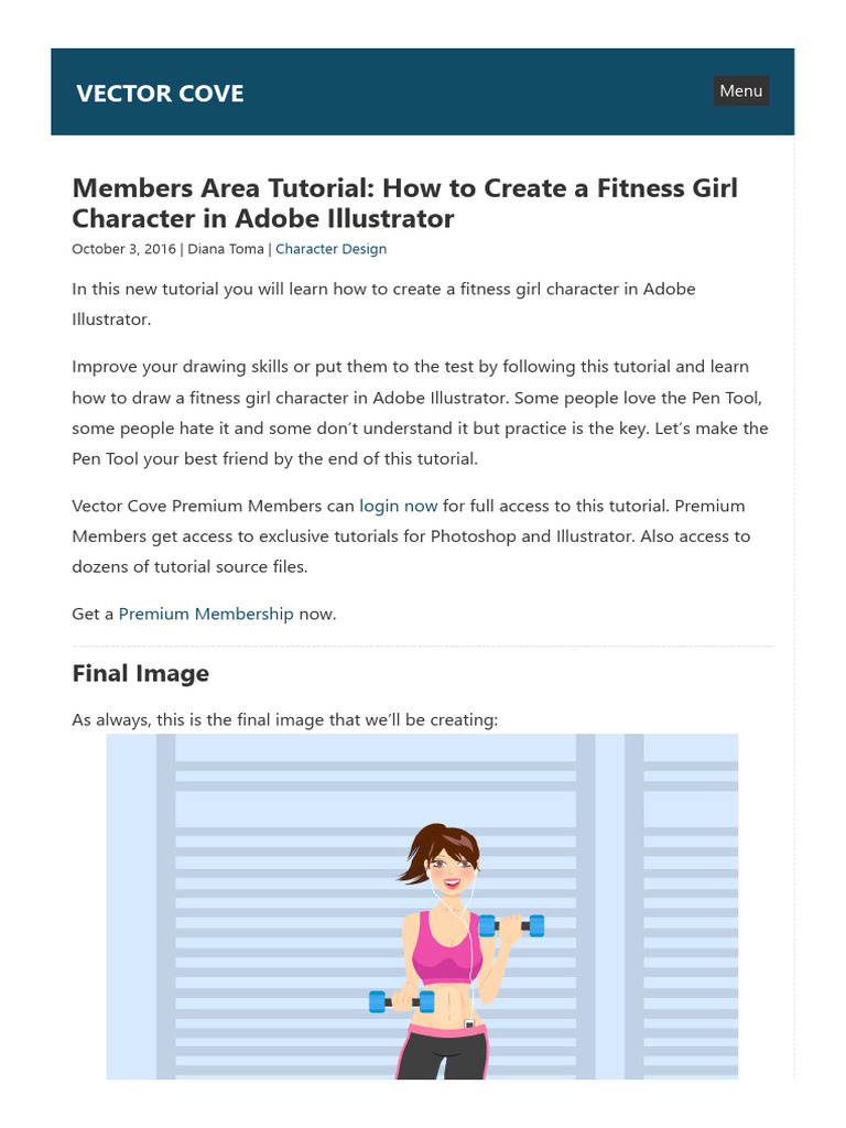 How To Create A Fitness Girl Character in Adobe Illustrator | PDF ...