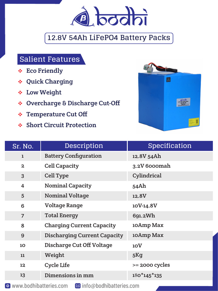 12 8v 54ah Lifepo4 Battery | PDF