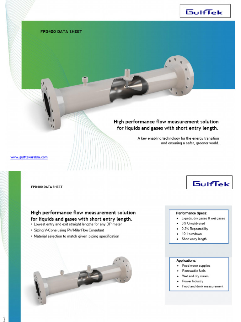 FPD 400-V Cone Flowmeter DS | PDF | Flow Measurement | Pipe (Fluid ...