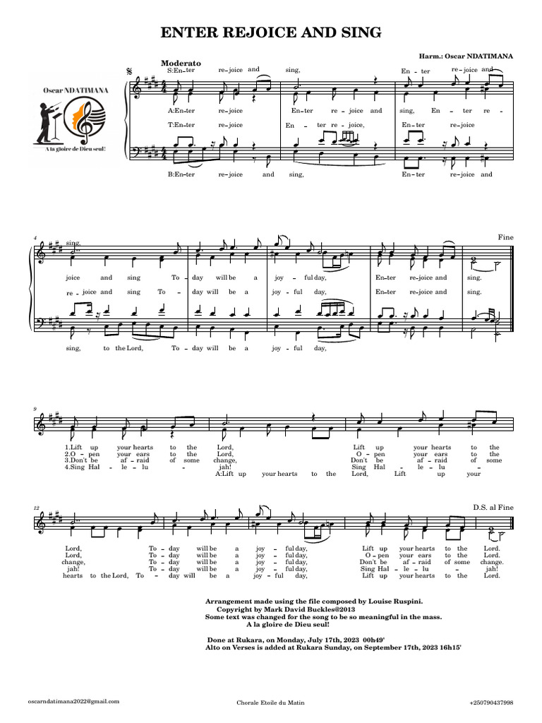 Enter Rejoice and Sing - Harm. Oscar Ndatimana | PDF