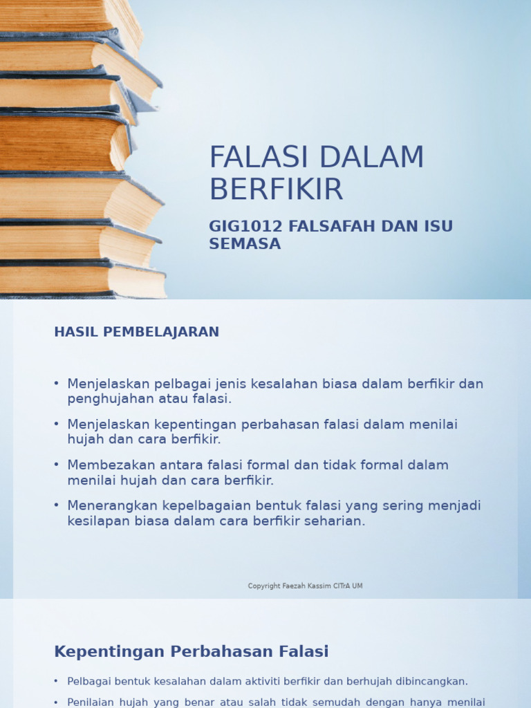 Nota Kuliah Fis Gig1012 Topik 3 - Falasi Dalam Berfikir | PDF