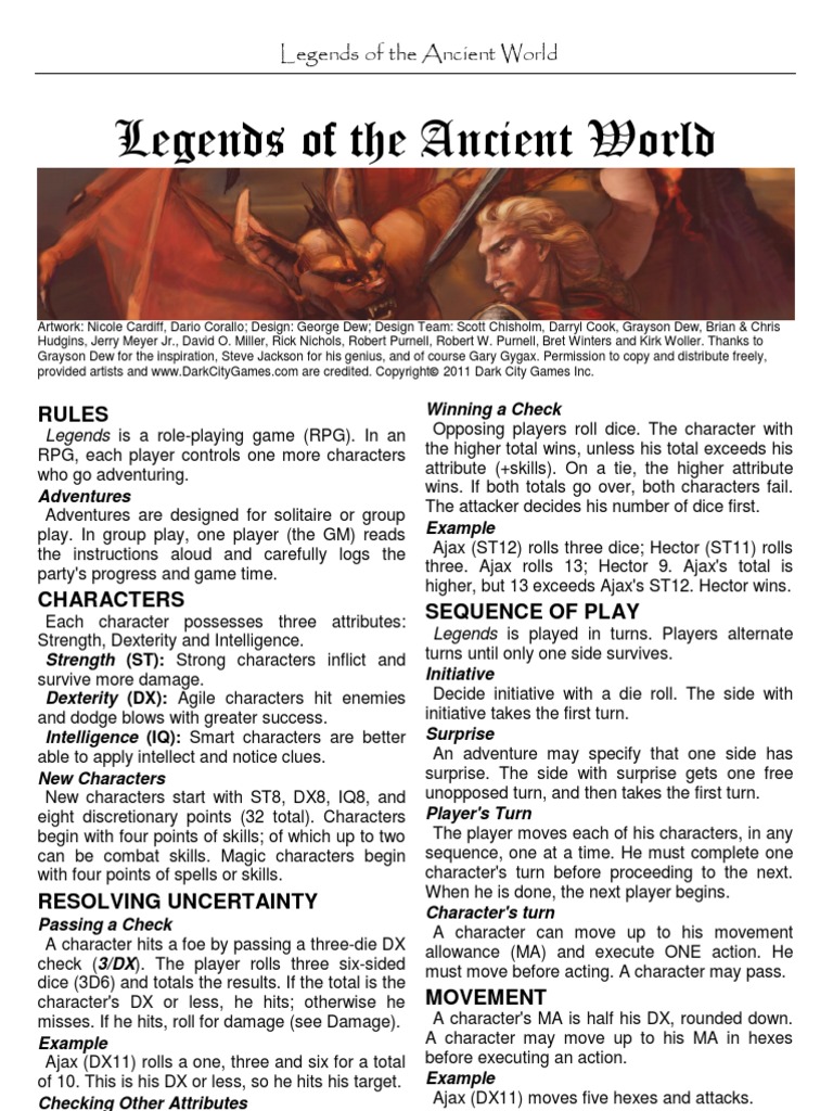 Rules: Legends Is A Role-Playing Game (RPG) - in An | PDF | Grappling ...