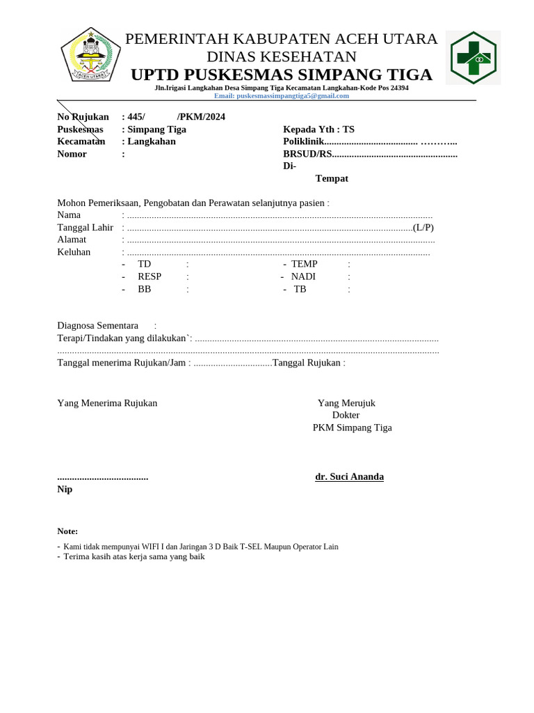 Rujukan DR - Suci Ananda | PDF