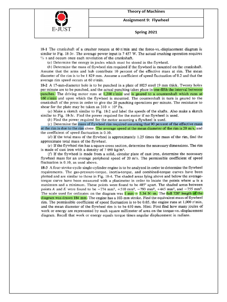 Sheet 9 Flywheel Pdf