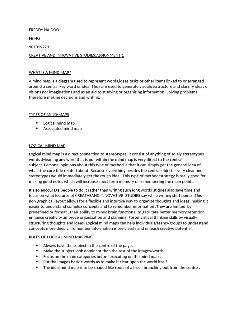Mind Mapping for Creative Studies | PDF | Idea | Thought