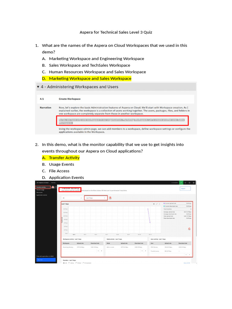 Aspera For Technical Sales Level 3 Quiz | PDF