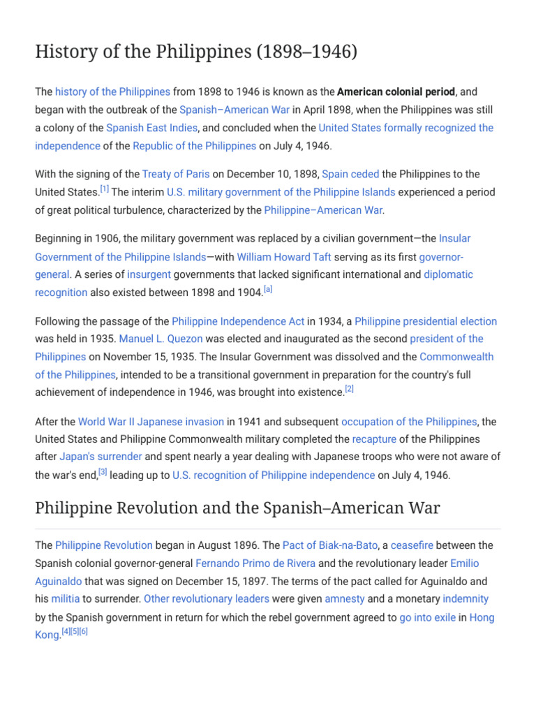 History of The Philippines (1898-1946) - Wikipedia | PDF | Government ...