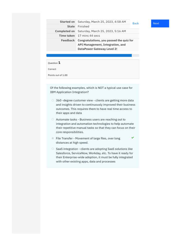 API Management, Integration, and DataPower Gateway Level 2 Quiz - Attempt Review | PDF | Cloud ...