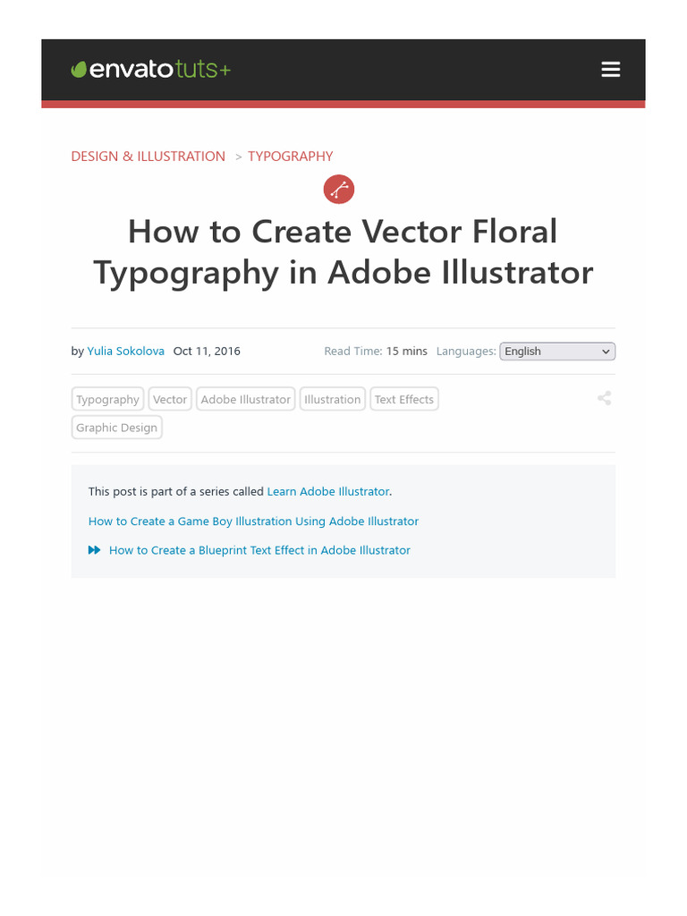 How to Create Vector Floral Typography in Adobe Illustrator | PDF ...
