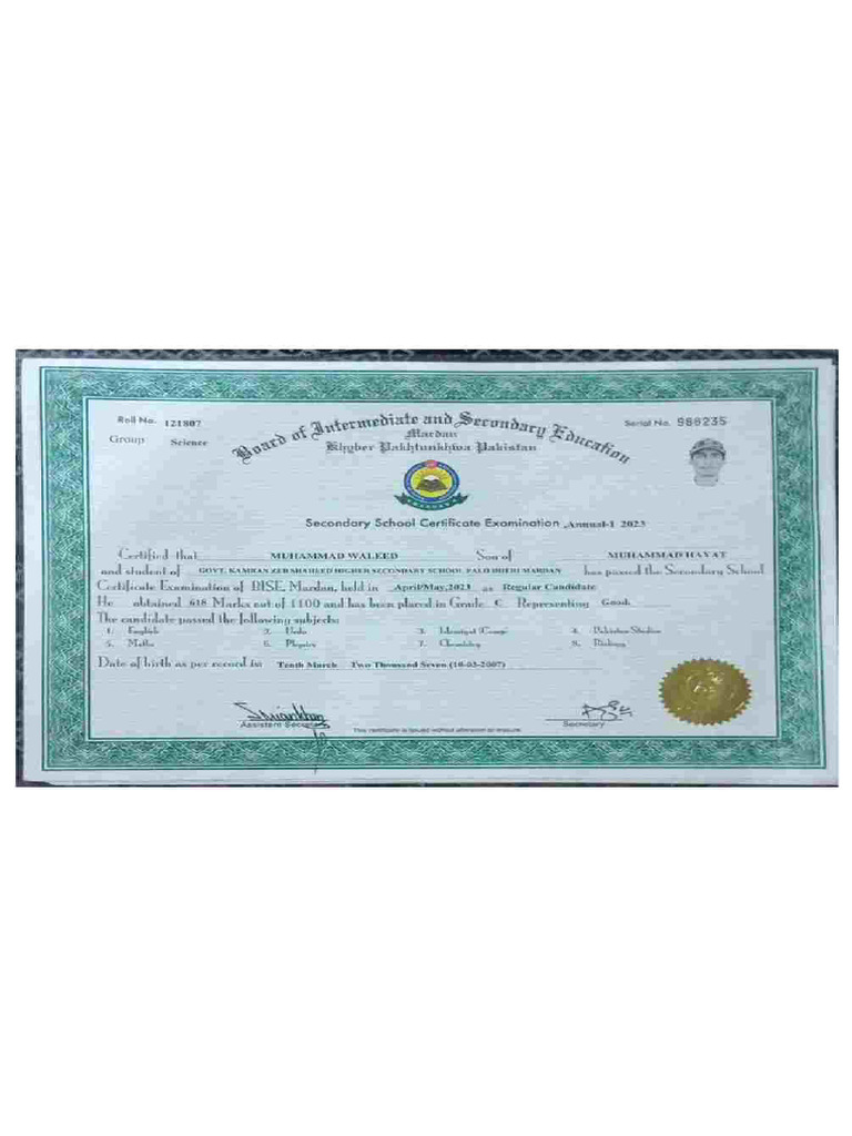 10th Certificate | PDF