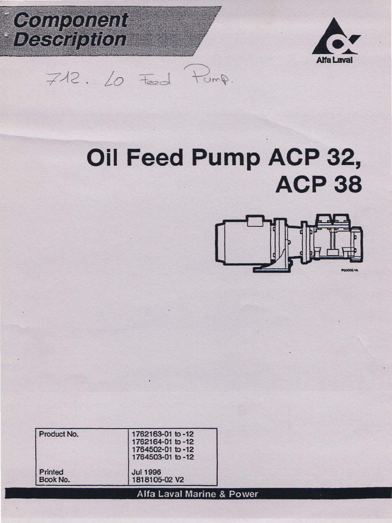 Oil Feed Pump ACP 32 ACP 38 | PDF | Pump | Valve