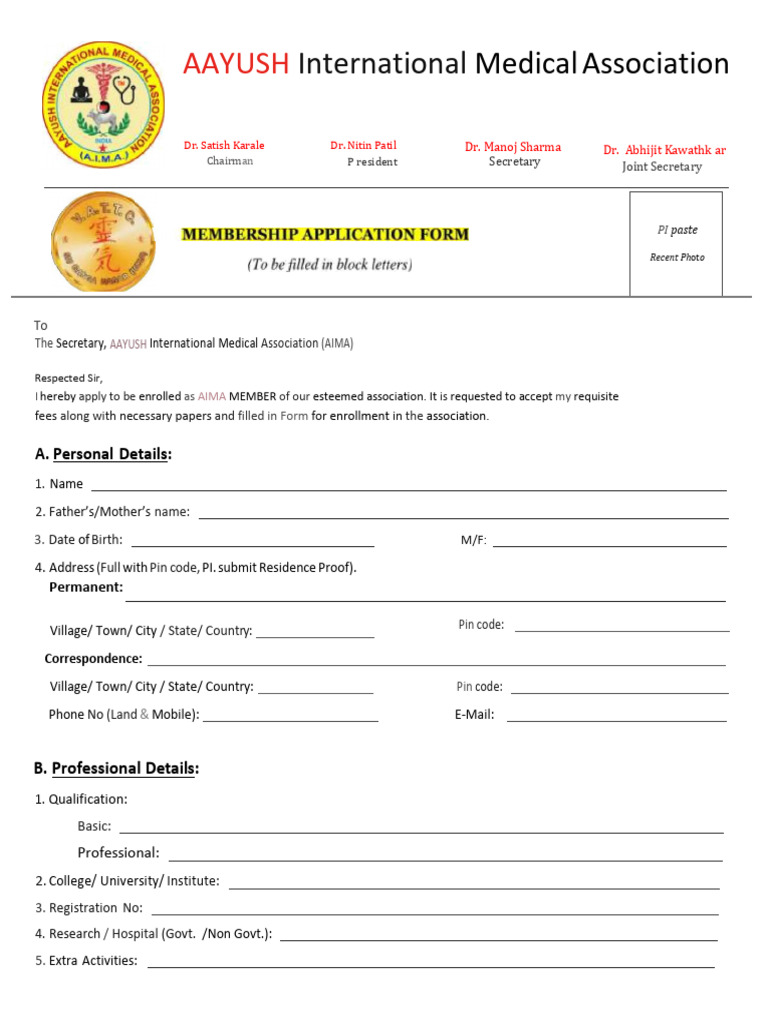 Aima Regs Form | PDF