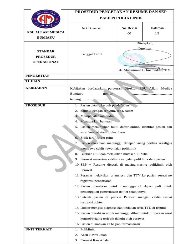 Prosedur Pencetakan Resume Pasien Poliklinik | PDF | Sains & Matematika